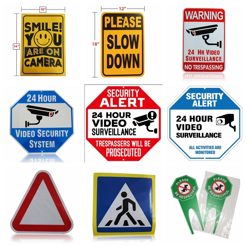 W073a Aluminum Security Warning Reflective Metal Signs,Security Alert ...