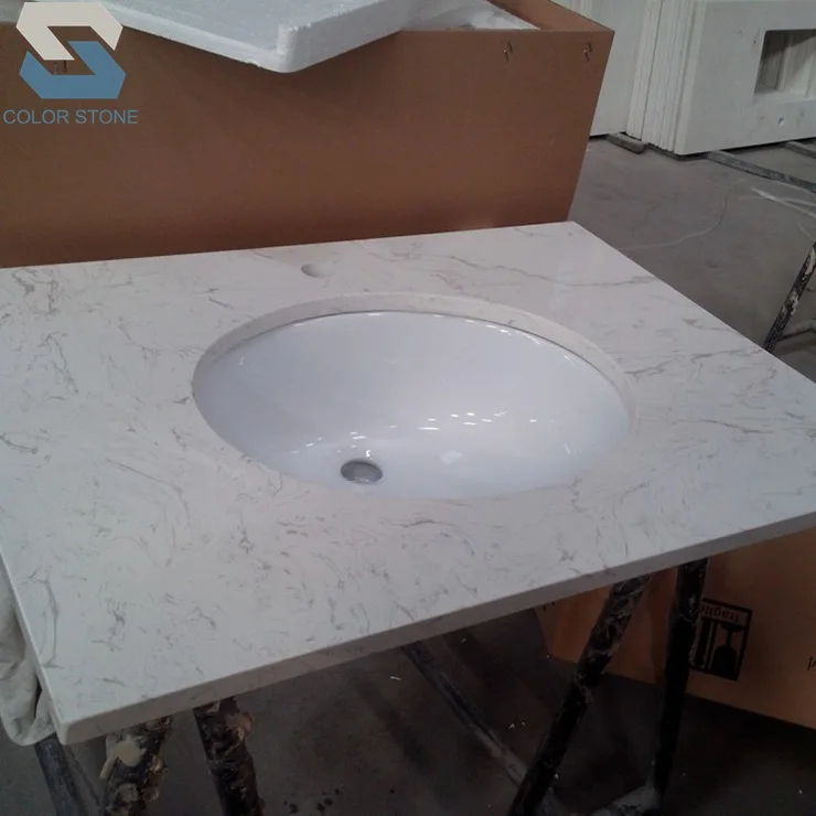 Artificial Volakas White Cultured Marble Vanity Top With Sink ...