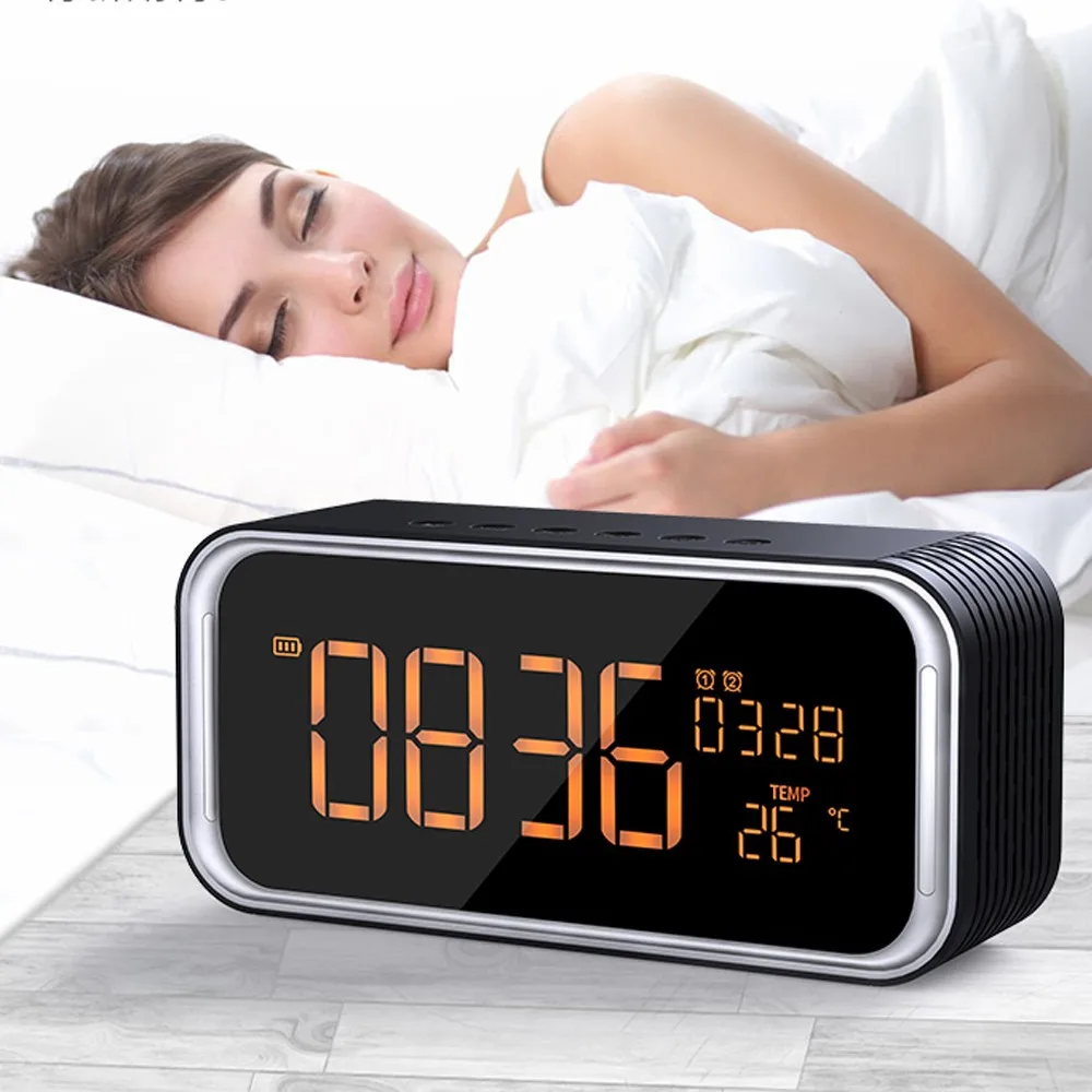 Wireless Bluetooth Speaker With Digital Clock Led Screen Portable ...
