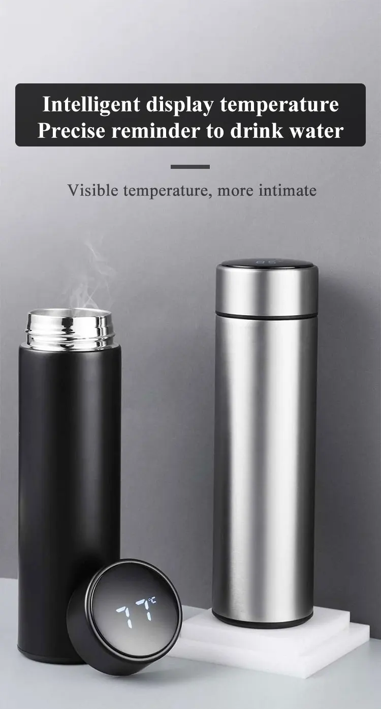 500ml Touch Sensor LED Digital Smart Stainless Steel Vacuum Thermos