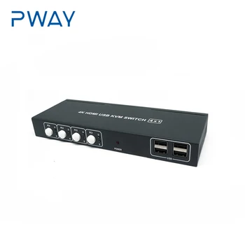 Pway Hdmi Kvm Switch 4 Port Support 4kx2k 1080p 4 Input 1 Output Usb2.0 ...
