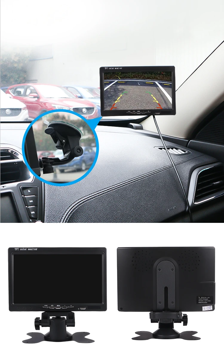 Car Monitor 7" Digital Color Tft 16:9 Lcd Reverse Monitor With Bracket ...