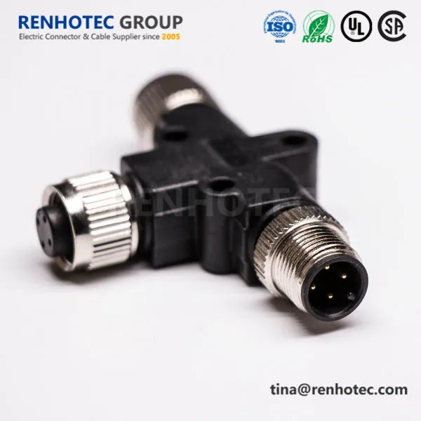 Y Distributor One Male Two Female 4 Pin A Code M12 T Connector Splitter ...