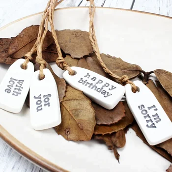 Wholesale Personalised White Ceramic Clay Resin Tags Set Gift Hang Tag ...