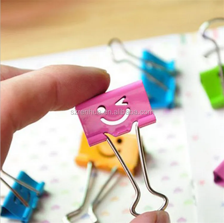 Colorful Cute Lovely Smiley Face Metal Paper Clips Binder Votes Mini ...