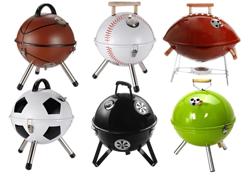 12" Charcoal BBQ Grill - Portable Football Shaped Grill