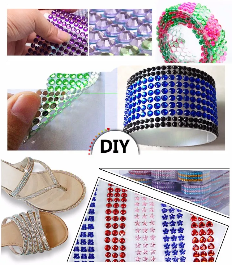 Self Adhesive 3mm Rhinestone Diamante Gem Sticker Strip Decoration ...