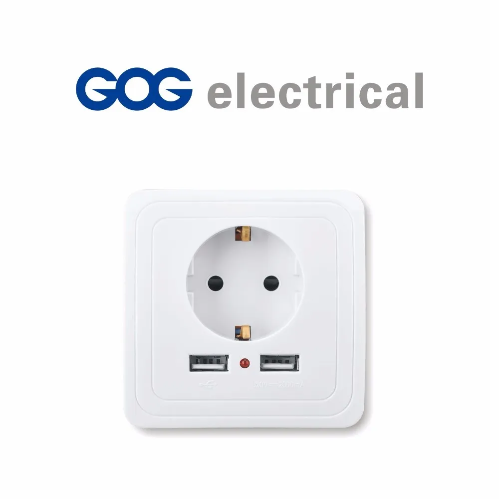 New Design European Standard Schuko Socket With 2 Usb Socket Outlet - Buy Schuko Electrical ...