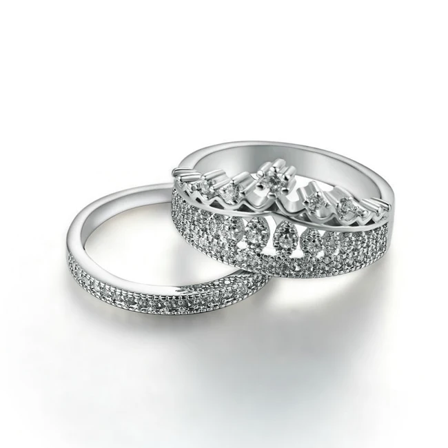 5925 Silver Princess Crown Ring King And Queen Engagement And Wedding ...