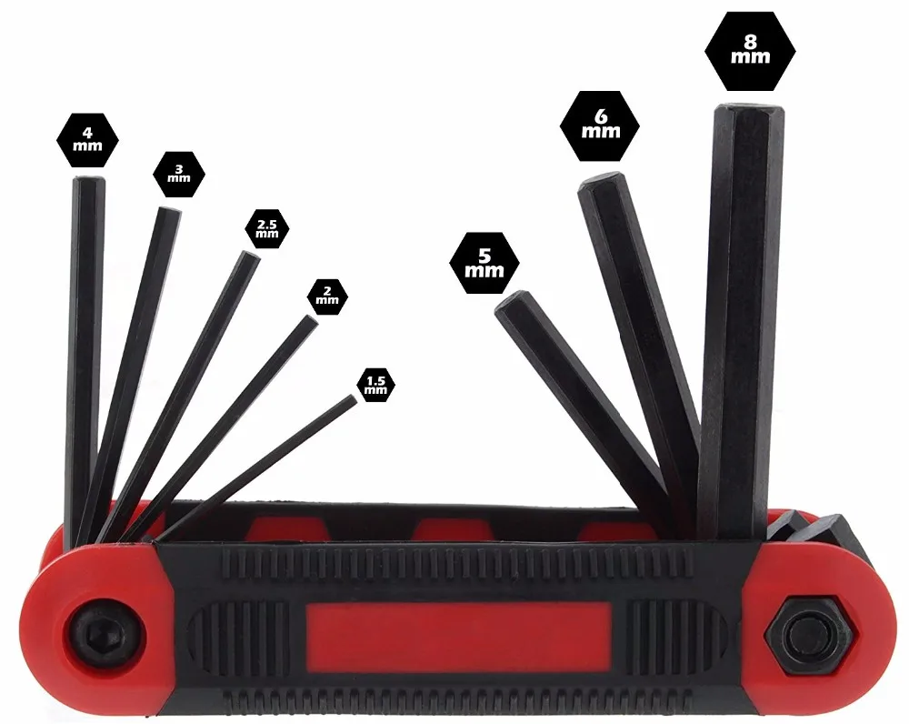 8pcs Red Folding Metric Mm Hex Socket Driver - Durable & Versatile