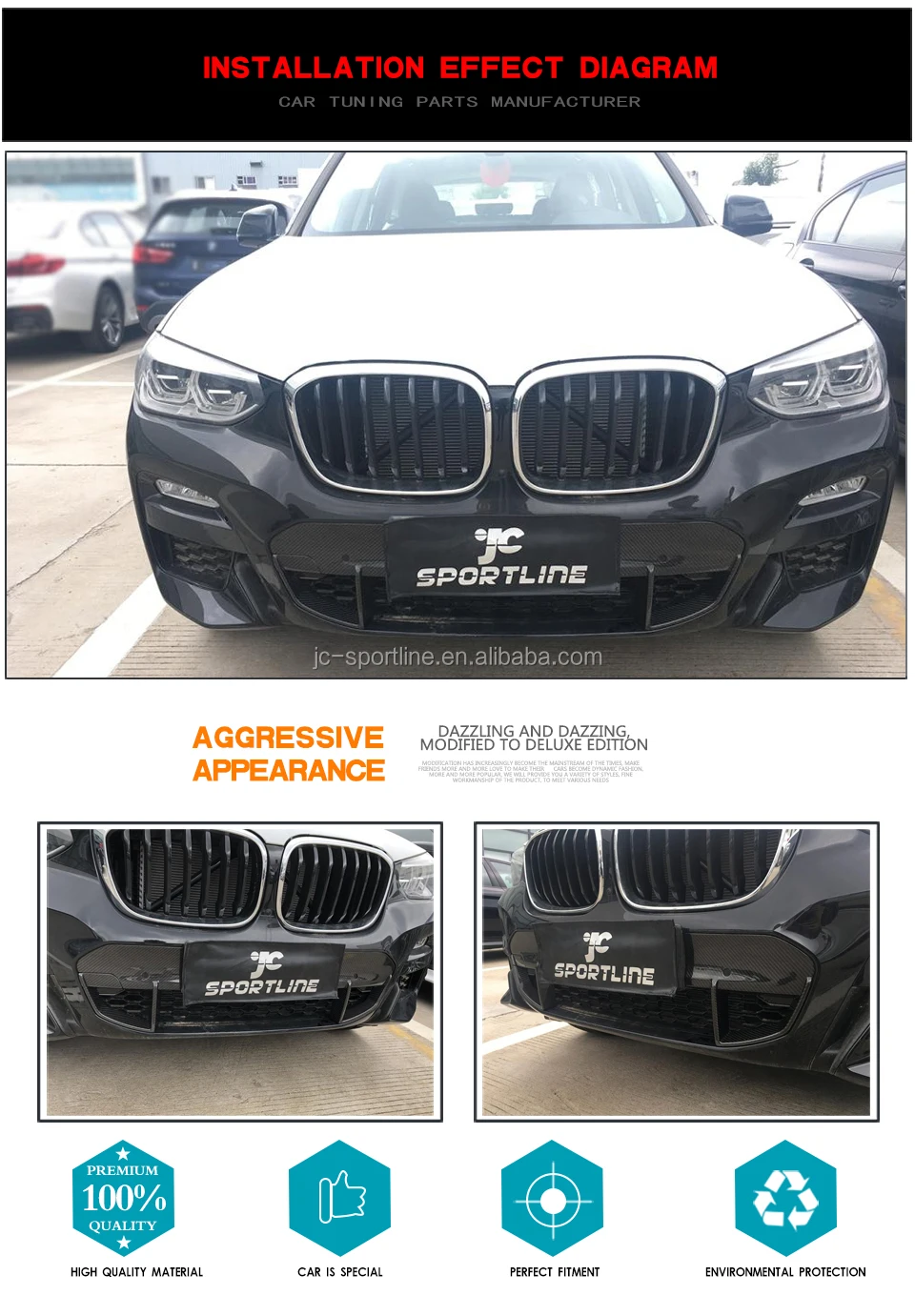 BMW X3 M40i M Sport 2018-2019 Carbon Fiber Front Bumper Vents