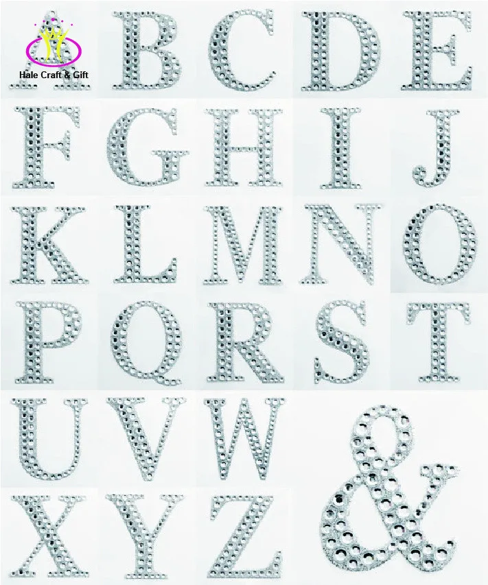 Rhinestone Abc Crystal Large Alphabet Letter Gemstone Diamond Stickers ...