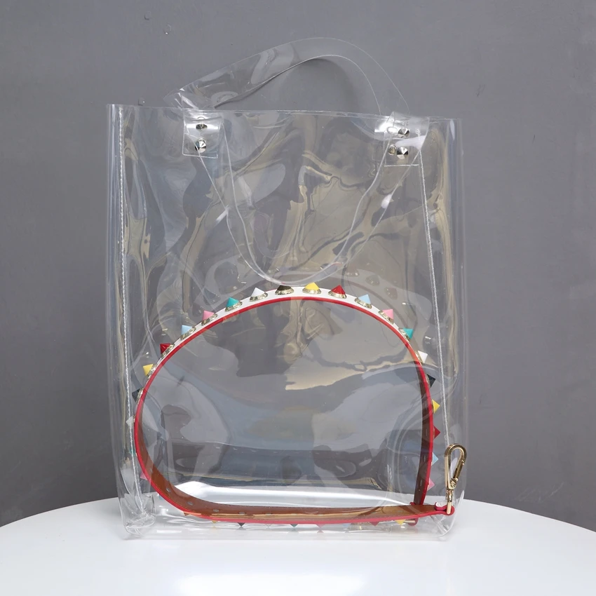 Extra Large Clear Pvc Vinyl Tote Shopper Square Bag With Handles ...