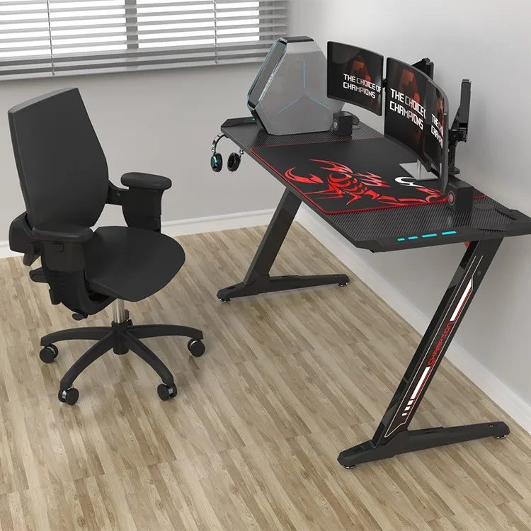 Desinga Z Shape Computer Table Gaming Desk Large Size 60inch Black ...