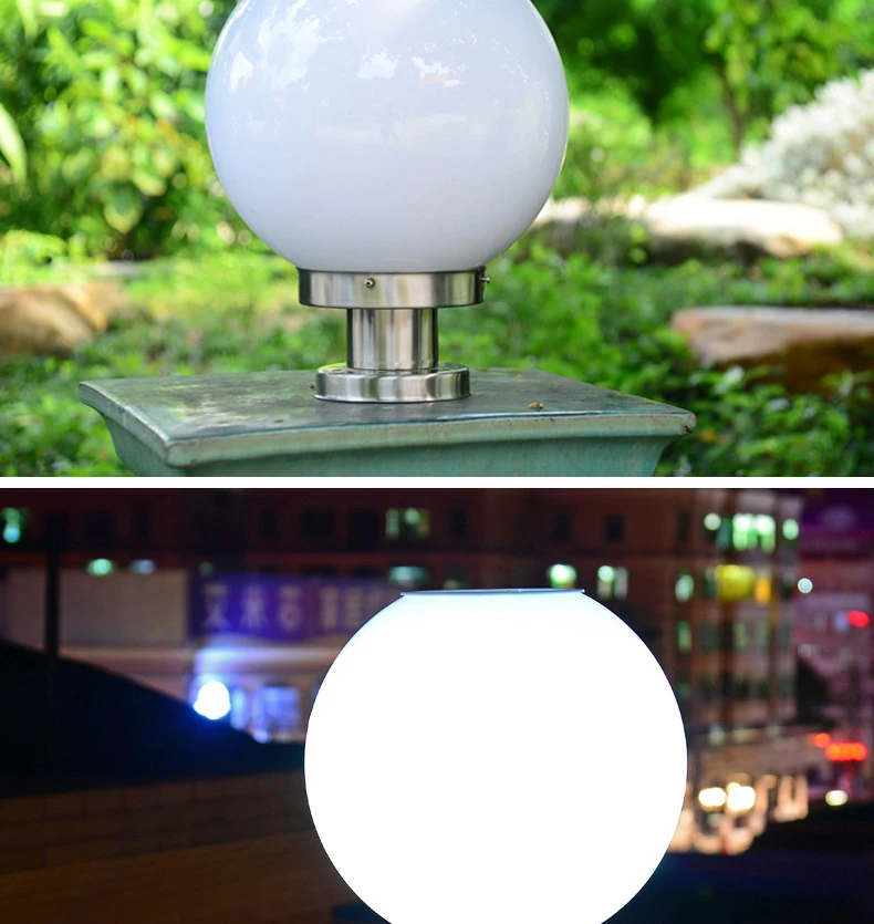 350MM Round Plastic Solar Fence Post Lights for Gardens