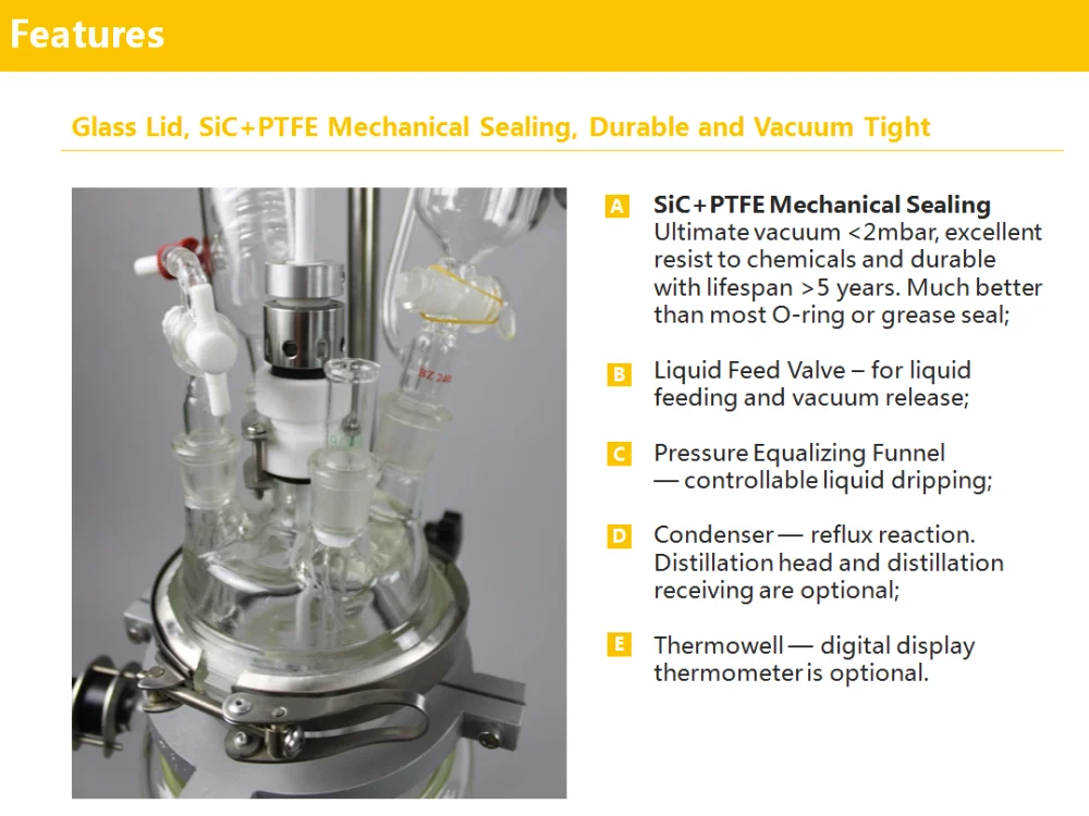 Jr-s2 2l Lab Glass Reactor With Teflon Valve - Buy Lab Glass Reactor ...