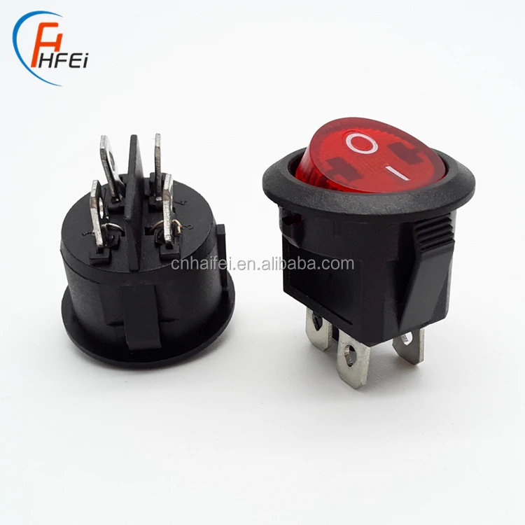 12v Illuminated 4 Pin Round Rocker Switch - On-off Operation, Oem
