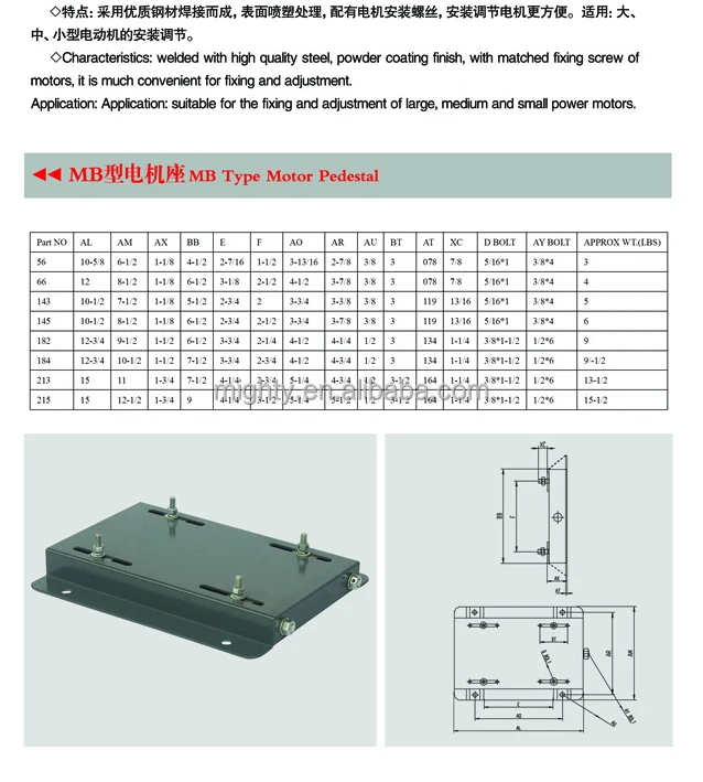 Steel Mounting Base Plate Frame Motor Slide Base 143t 145t 182t 184t ...