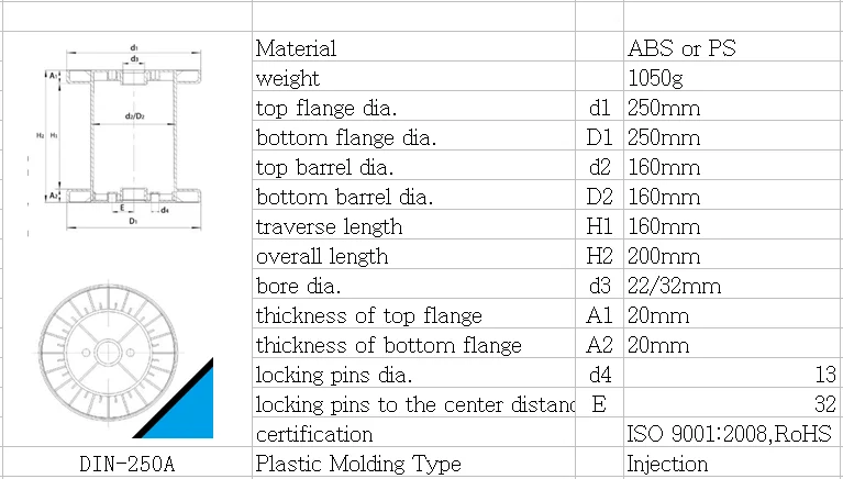 Din-250a Plastic Spools For Electrical Wire/ Stainless Steel Wire - Buy ...