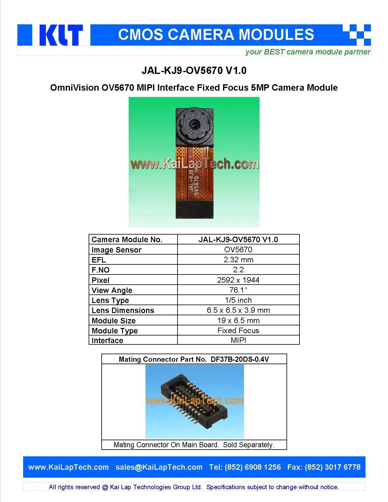 Omnivision Ov5670 Mipi Interface Fixed Focus 5mp Camera Module Jal-kj9 ...