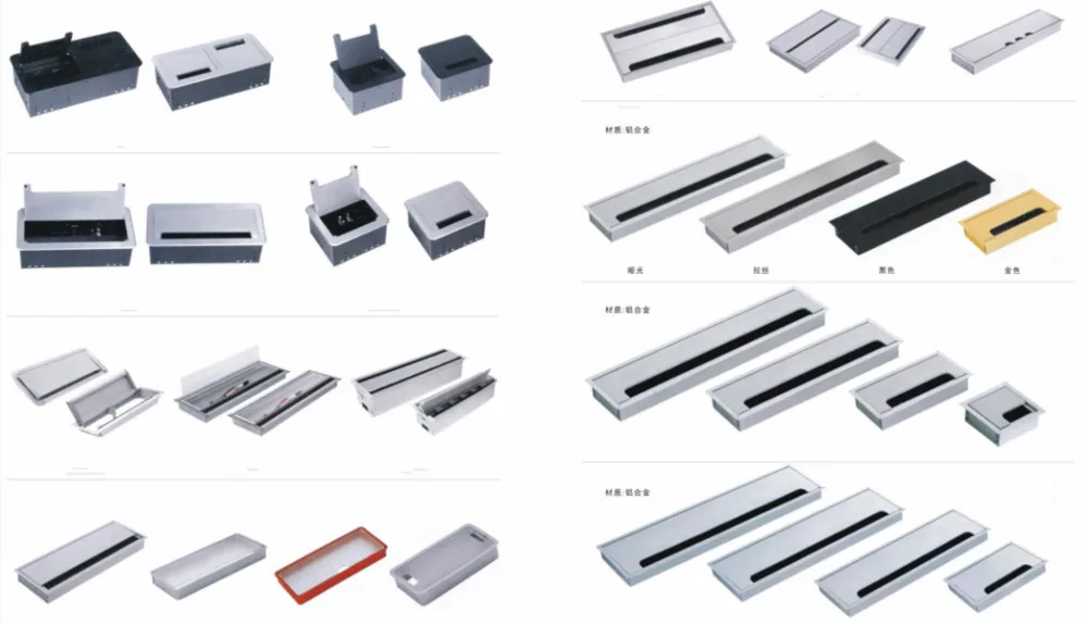 New Design Aluminium Alloy Grommet Box For Computer Desk Square Closed ...