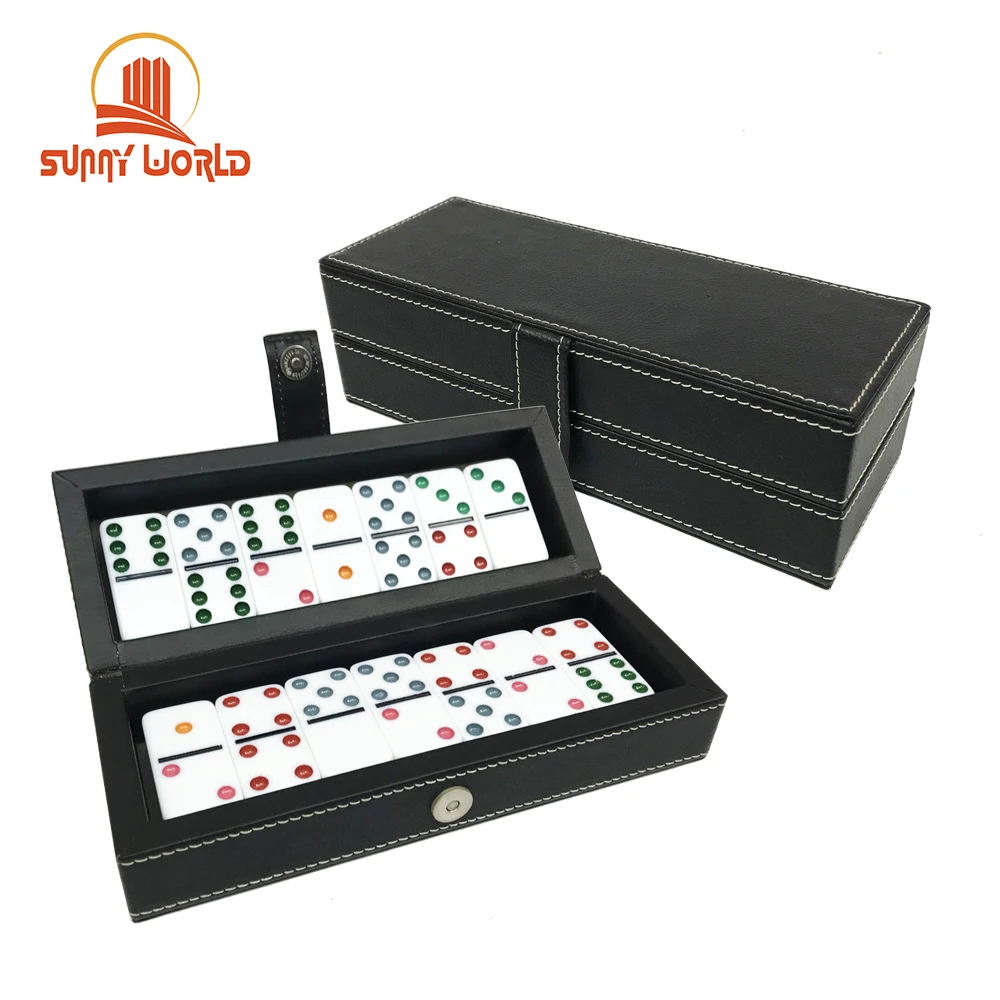 Wholesale Professional Leather Box Customized Colored Dominoes for ...