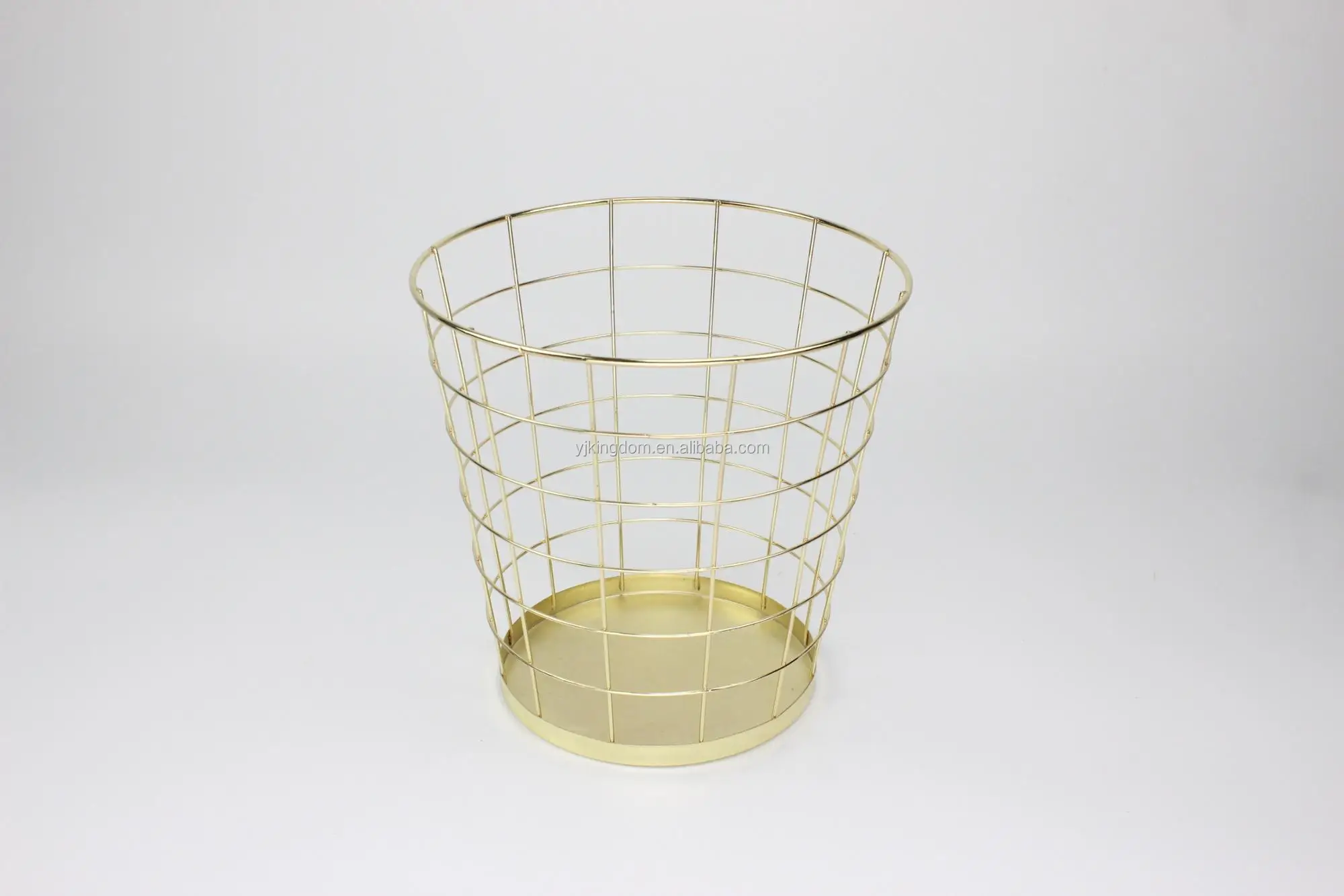 550-36 Office Supplies Round Gold-Plating Metal Wire Waste Dust Bin ...