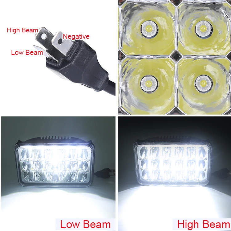 Square 5 Inch Led Headlight For Tractor Led Work Light 12v 24v 5" 4x6 ...