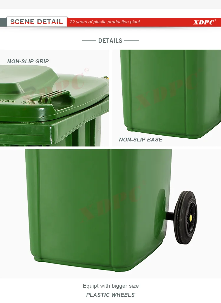 Outdoor Green Plastic 180 Liter Recycling Rubbish Garbage Bin - Buy 180 ...