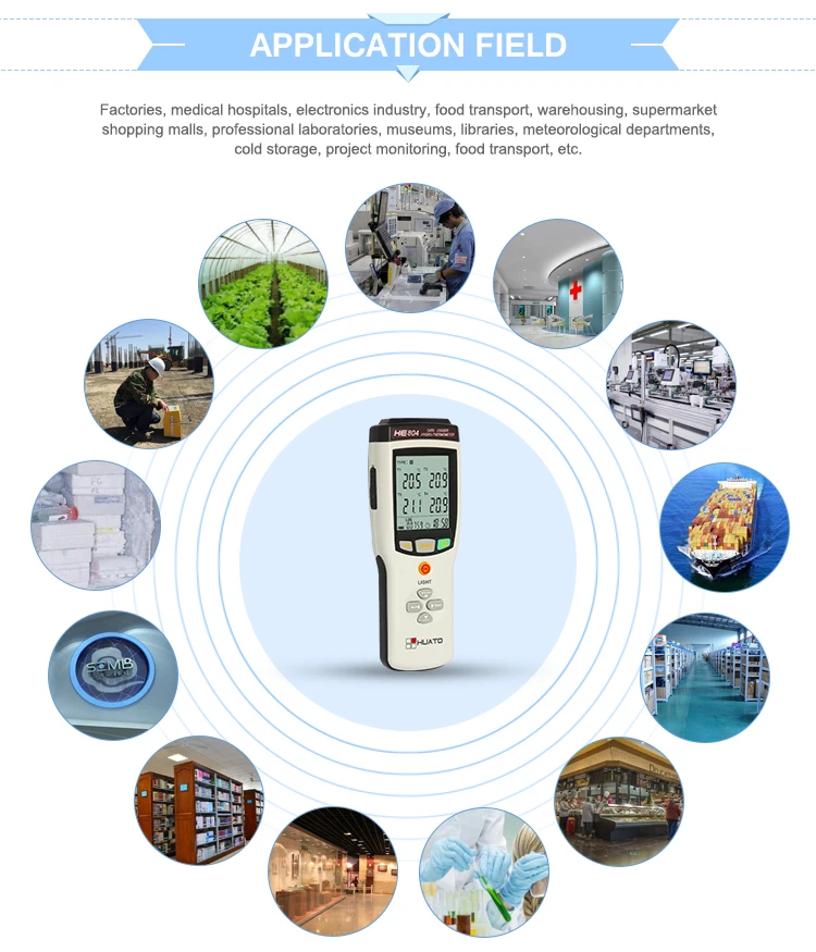 4 Channel Thermocouple Thermometers Data Logger - HUATO
