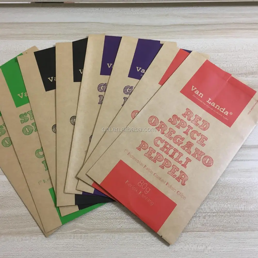 Custom Printed Kraft Paper Bags for Potato Chips & Snacks - OEM Available