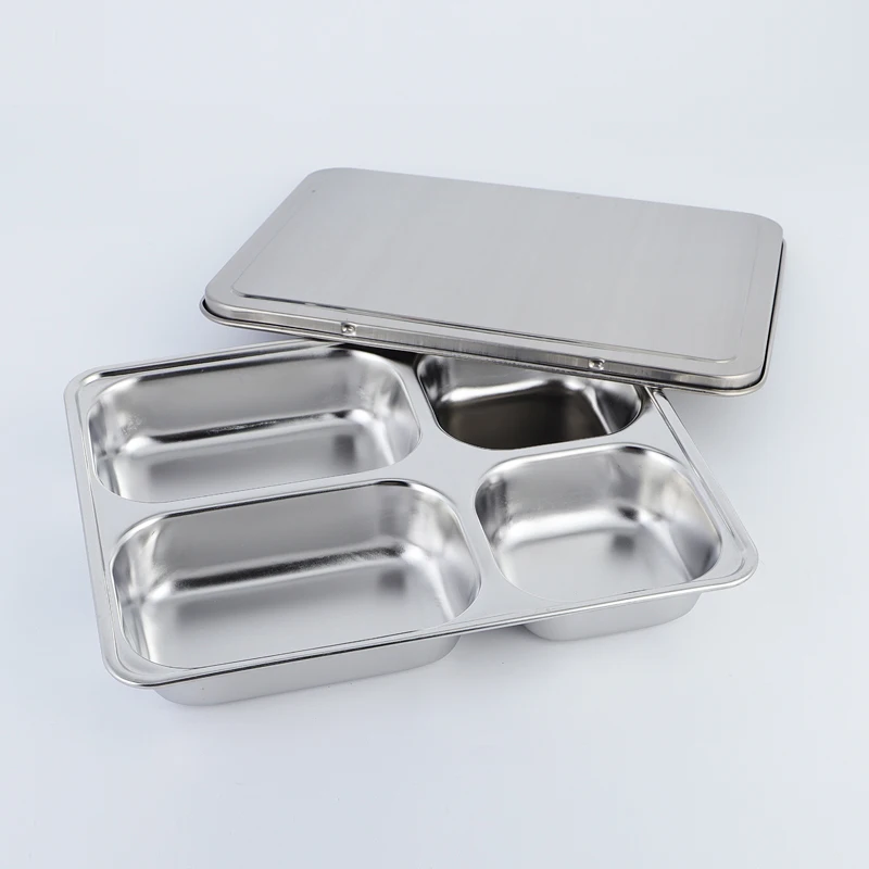 Food Grade 304 Stainless Steel 3/4/5 Compartment Dinner Plate School ...