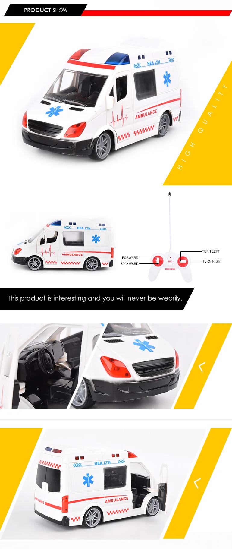 1/32 6 Lights and Sounds RC Ambulance Vehicle - Sunny Toys