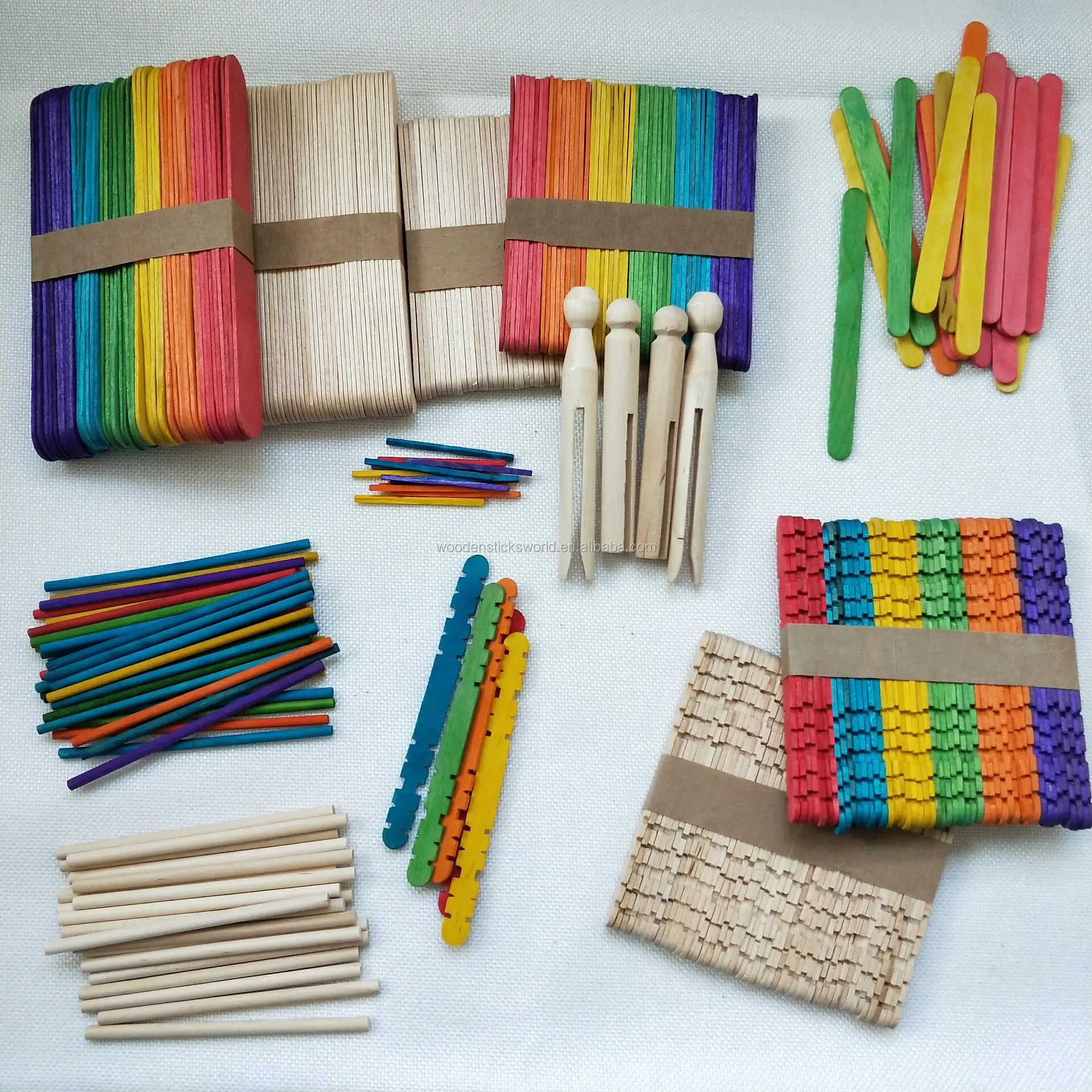 Wooden Color Match Sticks For Kids Diy Handle Craft Kit - Buy Color ...