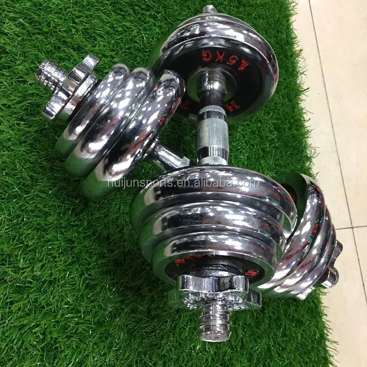 Hj-a41hot Sale Huijun Gym Fitness Equipment Fixed Adjustable 10kg Dumbbell Set Chrome Dumbbell ...