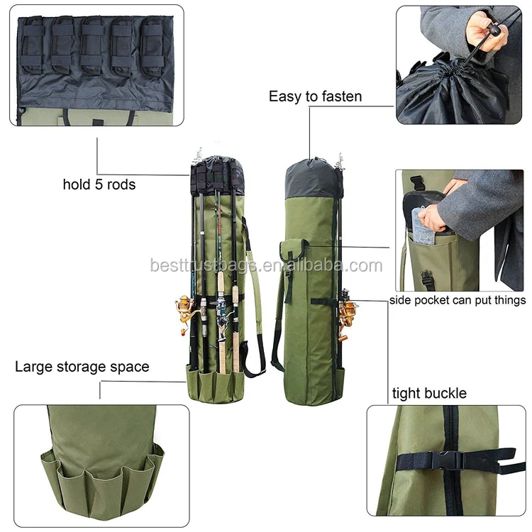 Waterproof Fishing Bag Fishing Rod Bag Case Carrier Holder Multi-pocket ...