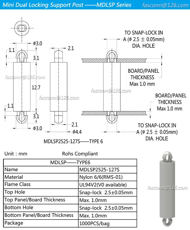 Metric Nylon Mini Dual Locking Support Posts - Reliable Spacers