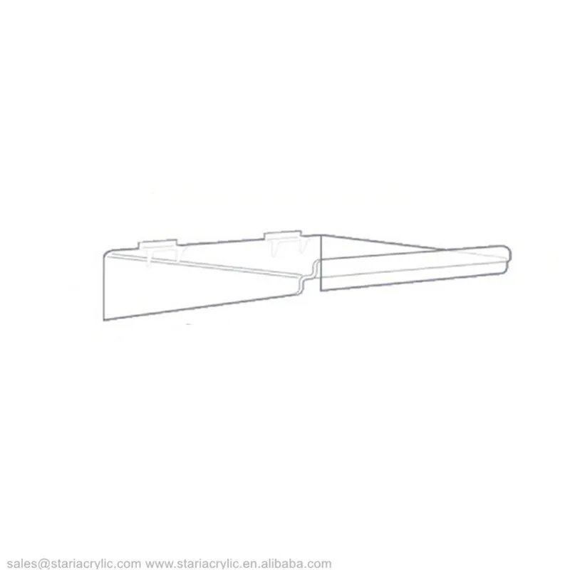 Right Angle Shelf With Lip & Rear Support Acrylic Display Shelf Clear ...
