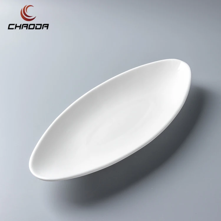 Hot Selling Pure White Porcelain Oval Shape Fish Plate Oval Fish Dish ...