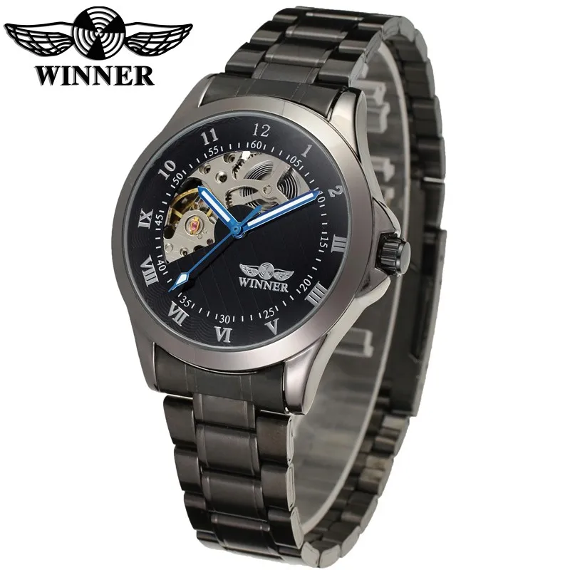 New Designer Winner Automatic Watches Steel Metal Band Skeleton Watches ...