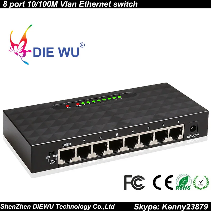 Diewu Dc 5-58v 5 Ports 10/100mbps Rj45 Din-rail Fast Ethernet ...