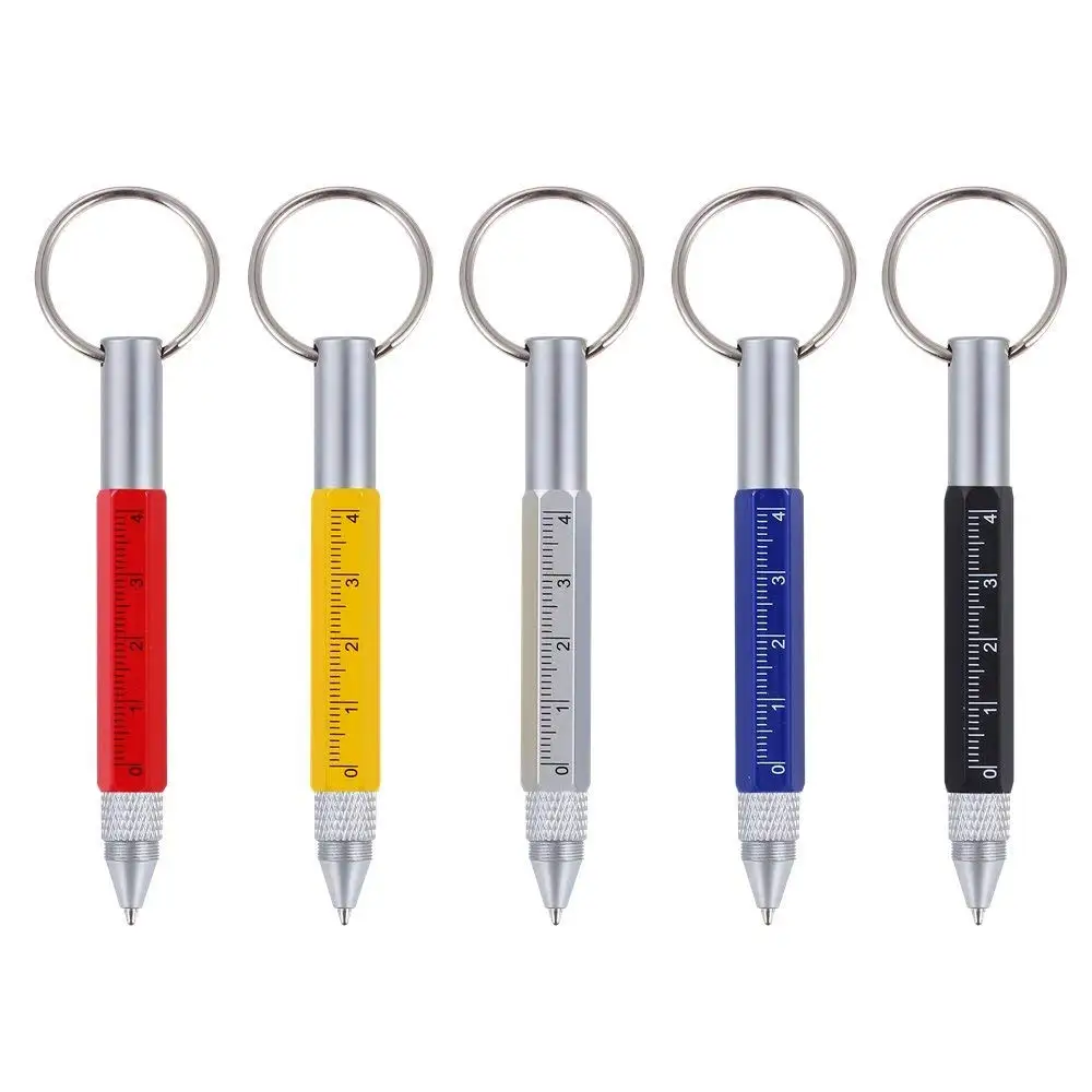 6 in 1 Tool Pen - Versatile Metal Pen with Key Ring