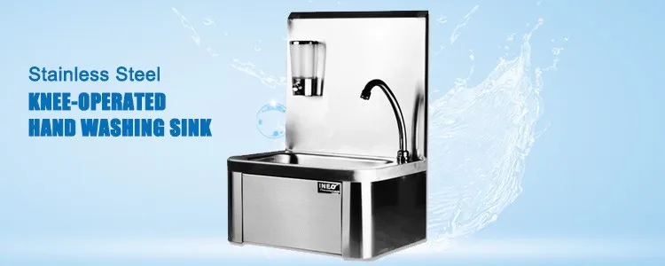 Stainless Steel Knee-Operated Hand Washing Sink - Durable & Hygienic