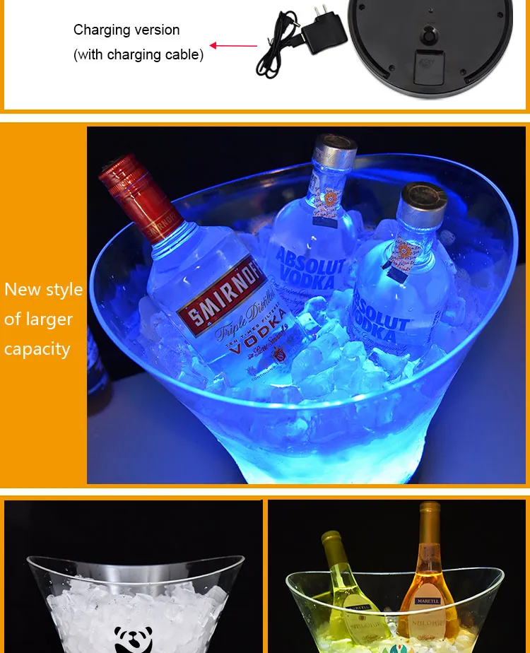 Hot Sale Nightclub Ice Bucket 6l Acrylic Clear Plastic Rechargeable ...