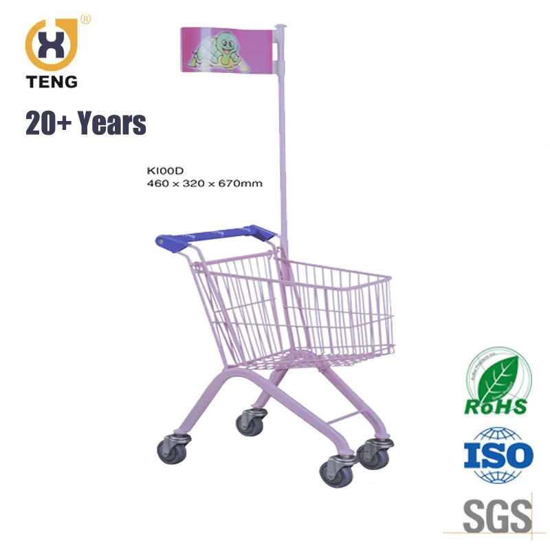100l Supermarket Small Children Shopping Cart Kids Metal Shopping ...