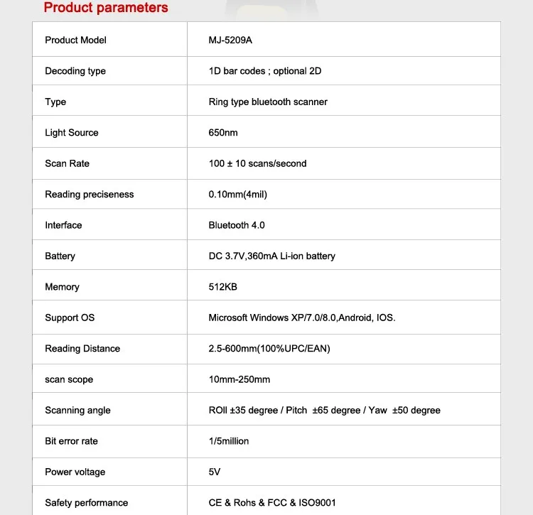 Symcode MJ-R35 Portable Mini Wireless Scanner - 2D & QR Code
