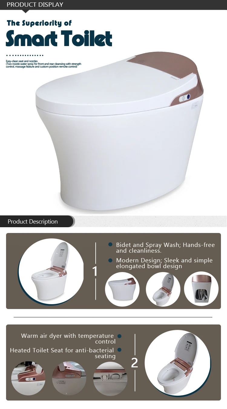Luxury One Piece Commode Self-cleaning Intelligent Toilet Seat Bathroom ...