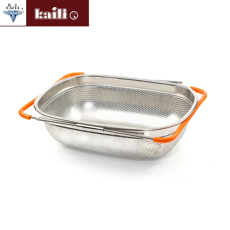 Perforated Square Basket - Rectangular Stainless Steel Colander