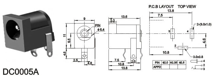 Conector de Jack de Energia DC005 DC-005 para Placa PCB SMT| Alibaba.com