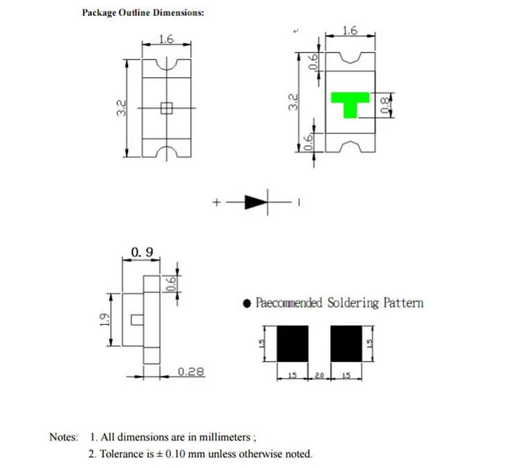 High Quality 570nm Yellow Green Chip 1206 Reverse Mount Smd Led Diode ...